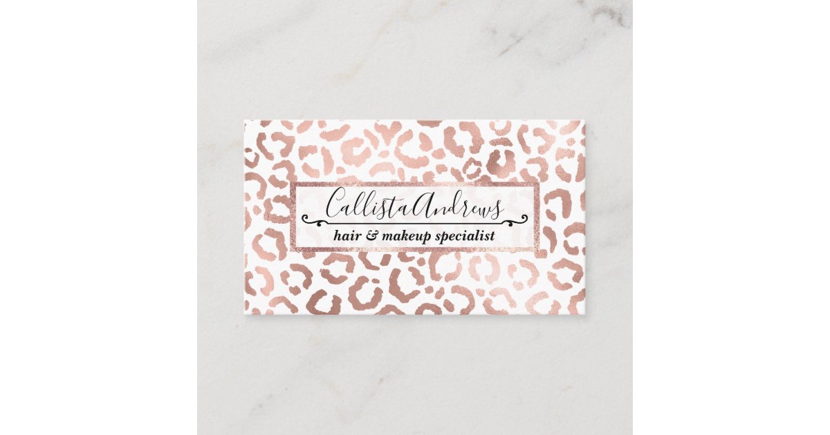 Chic Rose Gold Leopard Cheetah Animal Print Business Card | Zazzle