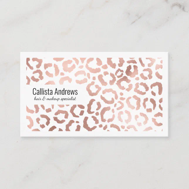 Chic Rose Gold Leopard Cheetah Animal Print Business Card | Zazzle