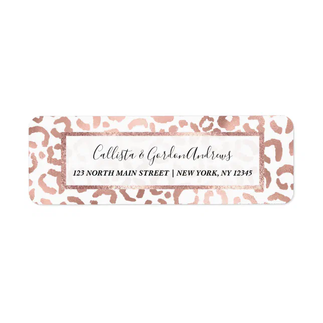 Chic Rose Gold Leopard Cheetah Animal Print Label | Zazzle