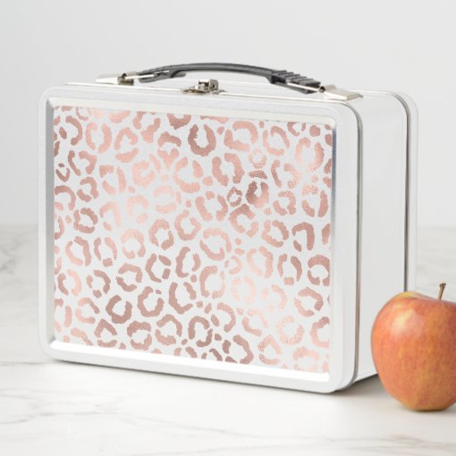 Chic Rose Gold Leopard Cheetah Animal Print Metal Lunch Box | Zazzle