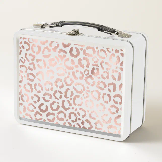 Chic Rose Gold Leopard Cheetah Animal Print Metal Lunch Box | Zazzle