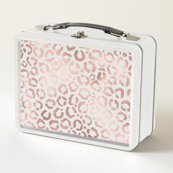 Chic Rose Gold Leopard Cheetah Animal Print Metal Lunch Box | Zazzle