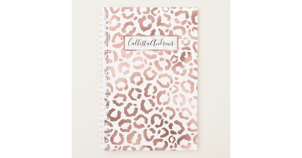 Chic Rose Gold Leopard Cheetah Animal Print Planner | Zazzle