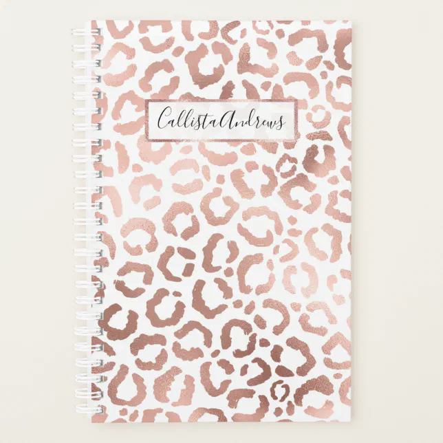 Chic Rose Gold Leopard Cheetah Animal Print Planner | Zazzle