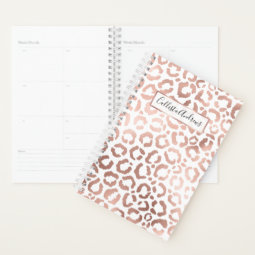 Chic Rose Gold Leopard Cheetah Animal Print Planner | Zazzle