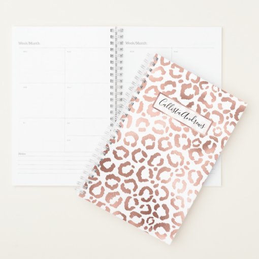 Chic Rose Gold Leopard Cheetah Animal Print Planner | Zazzle