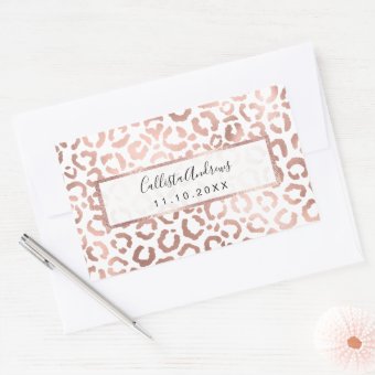 Chic Rose Gold Leopard Cheetah Animal Print Rectangular Sticker | Zazzle