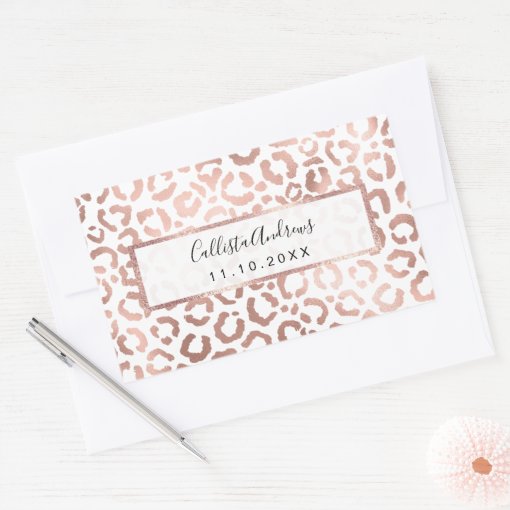 Chic Rose Gold Leopard Cheetah Animal Print Rectangular Sticker | Zazzle