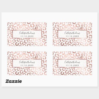 Chic Rose Gold Leopard Cheetah Animal Print Rectangular Sticker | Zazzle