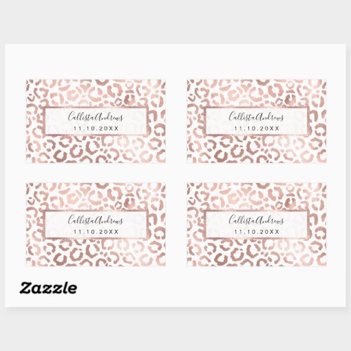 Chic Rose Gold Leopard Cheetah Animal Print Rectangular Sticker | Zazzle