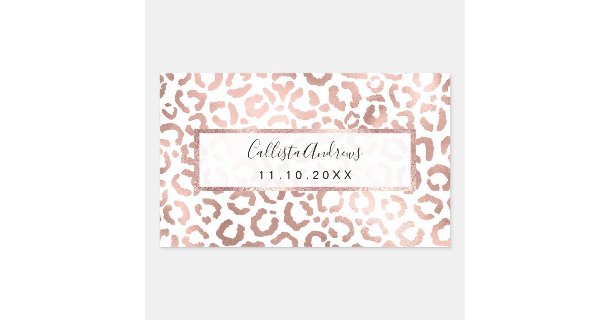 Chic Rose Gold Leopard Cheetah Animal Print Rectangular Sticker | Zazzle