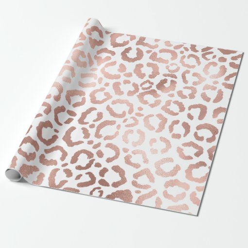 Chic Rose Gold Leopard Cheetah Animal Print Wrapping Paper | Zazzle