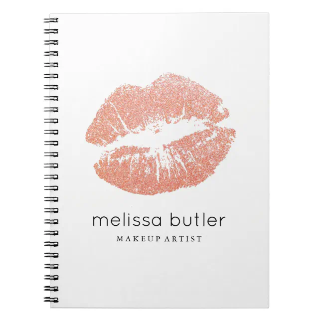 Chic Rose Gold Lips Makeup Artist Notebook | Zazzle