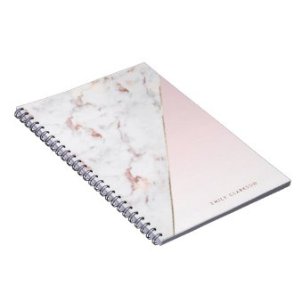 Chic Rose Gold Marble Blush Personalized Notebook | Zazzle