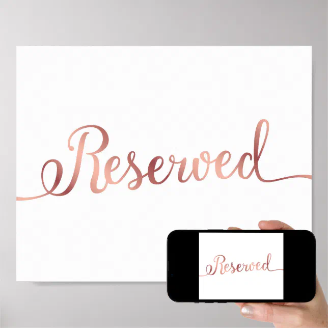 Chic Rose Gold RESERVED Sign Print | Zazzle