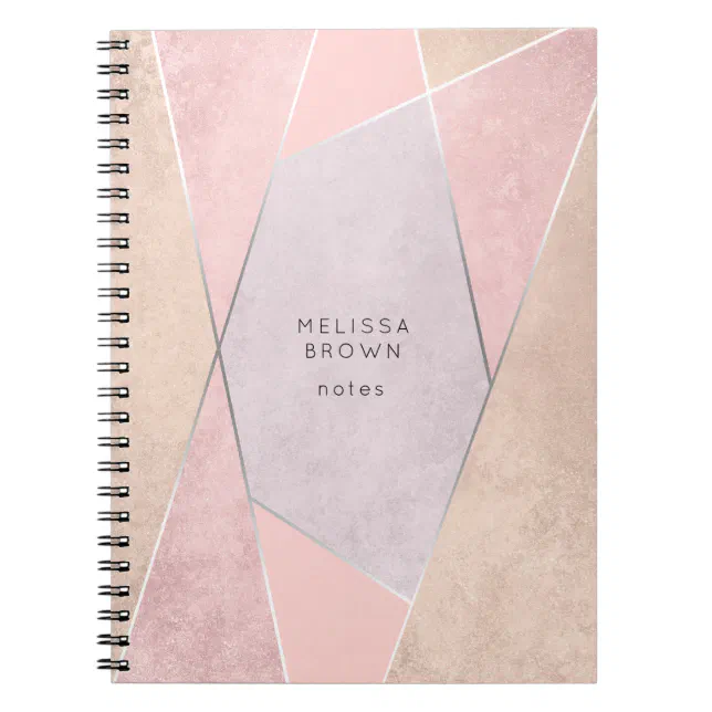 Chic RoseGold Geometric Trendy Elegant Pink Silver Notebook | Zazzle