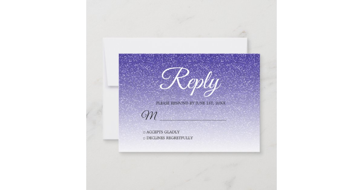 Chic Royal Blue Glitter Ombre RSVP Invitation | Zazzle