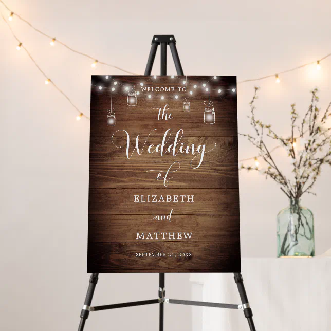 Chic Rustic Barn Wood Script Wedding Welcome Sign | Zazzle