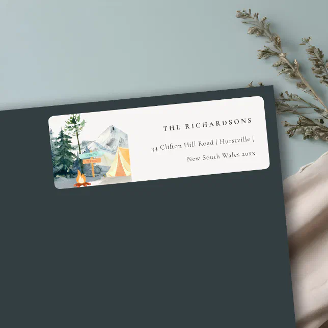 Chic Rustic Pine Woods Camping Mountain Address Label | Zazzle