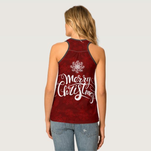Chic Santa Suit Red & Gold Glitter Merry Christmas Tank Top | Zazzle