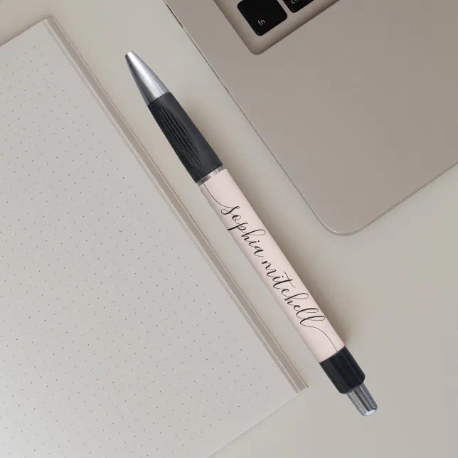 Chic Script Calligraphy Blush Pink Pen | Zazzle