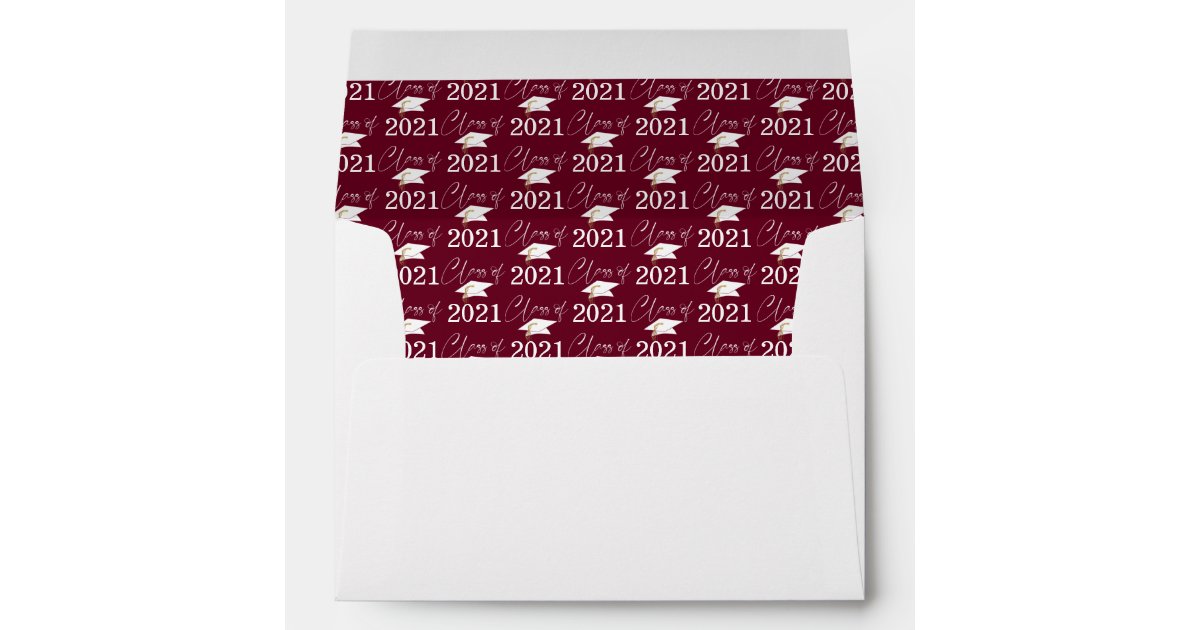 Chic Script Class of 2021 Graduation Cap Maroon Envelope | Zazzle