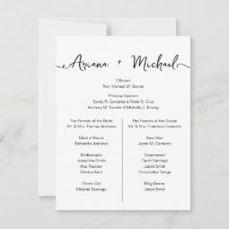 Chic script Custom Entourage list Simple wedding Invitation | Zazzle