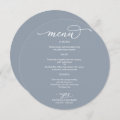 Chic Script Dusty Blue Circle Menu Card For Plate | Zazzle