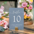 Chic Script Dusty Blue Wedding Reception Table Number | Zazzle