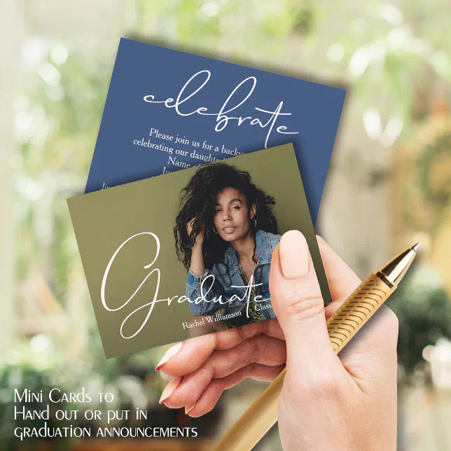 Chic Script Graduate Photo Invitations | Zazzle