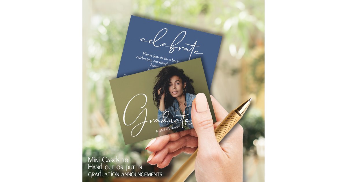 Chic Script Graduate Photo Invitations | Zazzle