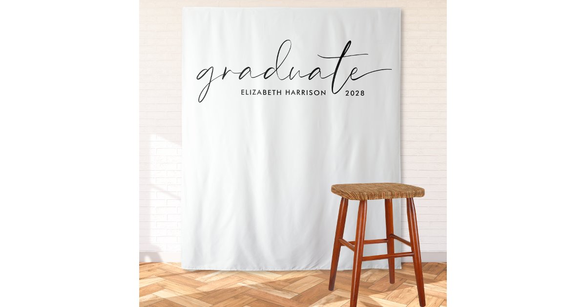 Chic Script Graduation Backdrop | Zazzle