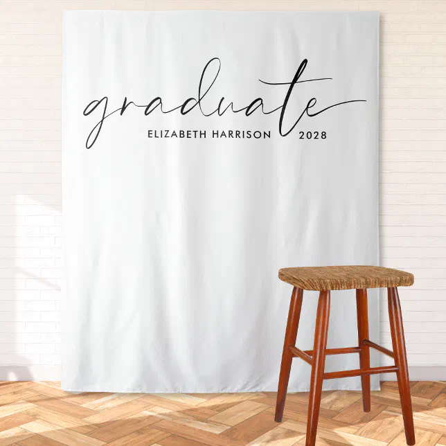 Chic Script Graduation Backdrop | Zazzle