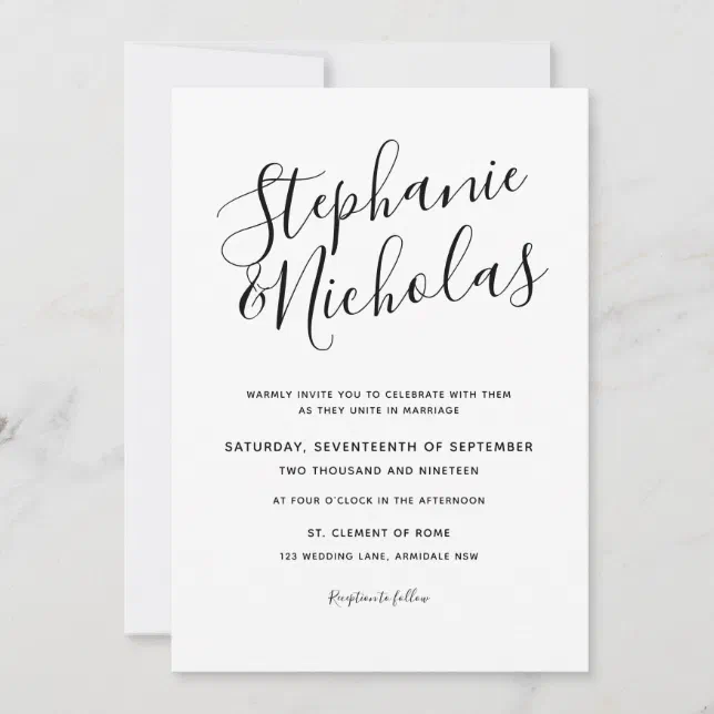 Chic Script Hand Writing Wedding Invite | Zazzle