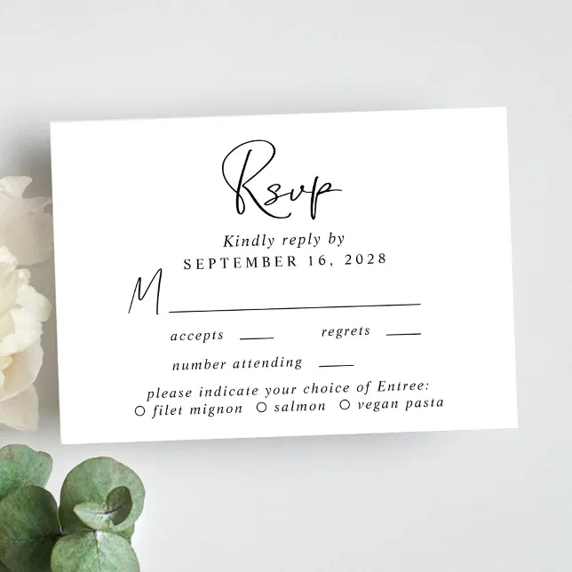 Chic Script Menu Choice Wedding RSVP | Zazzle