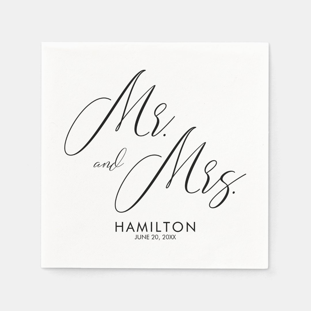 Chic Script Mr. & Mrs. Wedding Reception Napkins | Zazzle