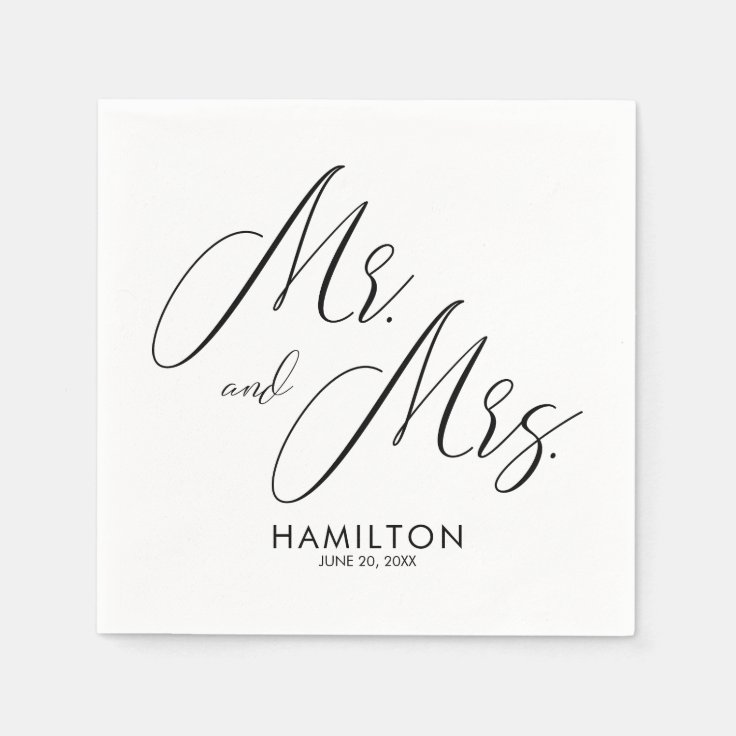 Chic Script Mr. & Mrs. Wedding Reception Napkins | Zazzle