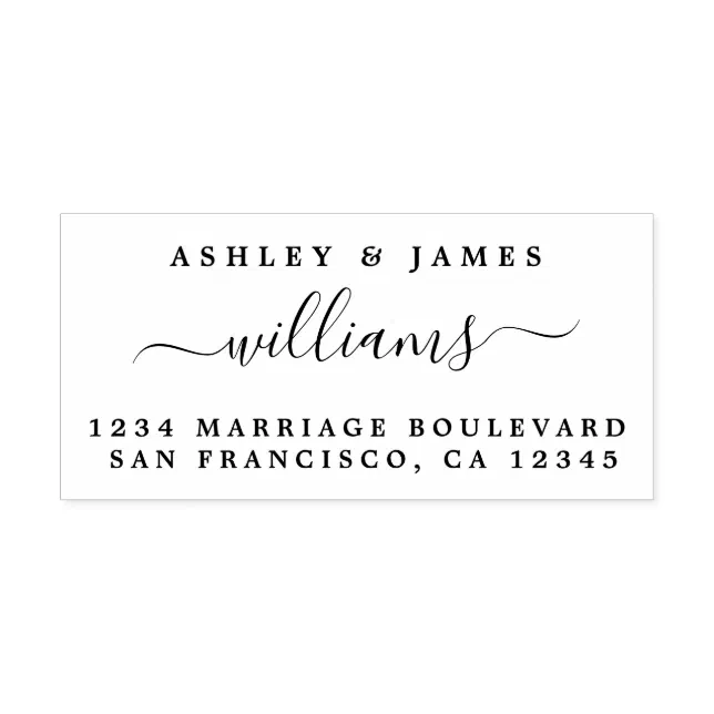 Chic Script Names Newlywed Surname Return Address Self-inking Stamp ...