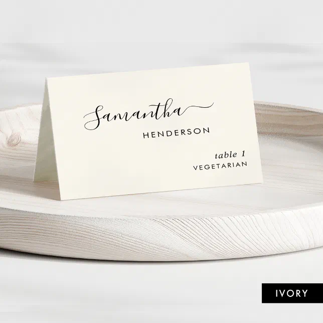 Chic Script Personalized Wedding Ivory Place Cards | Zazzle