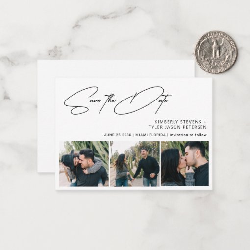 Chic script photo MINI SIZE wedding save the date Note Card | Zazzle