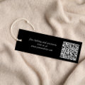 Chic Script QR Code Black Clothing Hang Tag | Zazzle