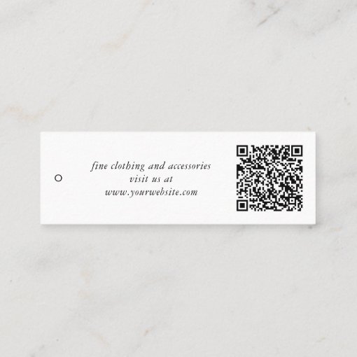 Chic Script QR Code Clothing Hang Tag | Zazzle