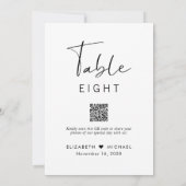Chic Script QR Code Wedding Reception Table Number | Zazzle