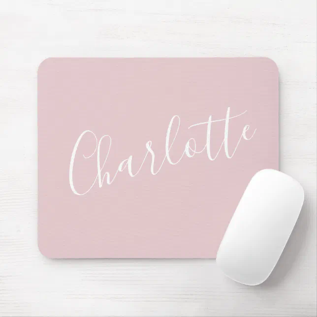 Chic Script Typography Personalized Girly Pink Mouse Pad | Zazzle