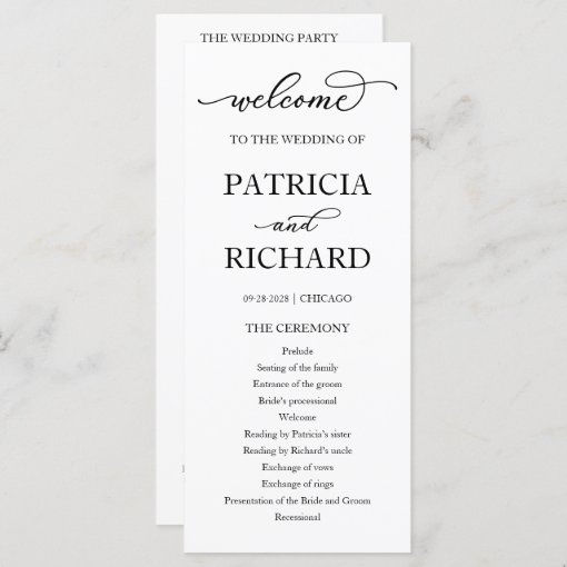 Chic Script Wedding Ceremony Program | Zazzle