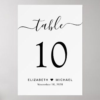 Chic Script Wedding Reception Table Number Holder | Zazzle