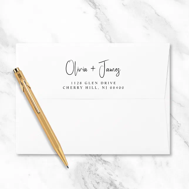 Chic Script Wedding Return Address Envelope | Zazzle