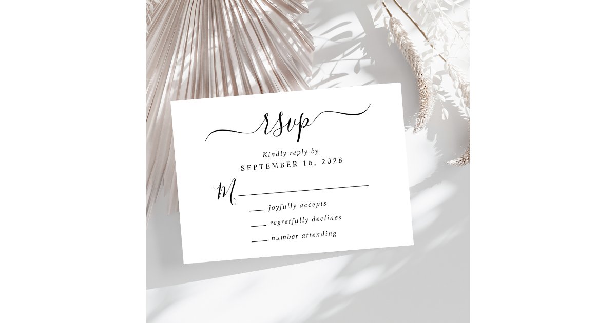 Chic Script Wedding RSVP Card | Zazzle