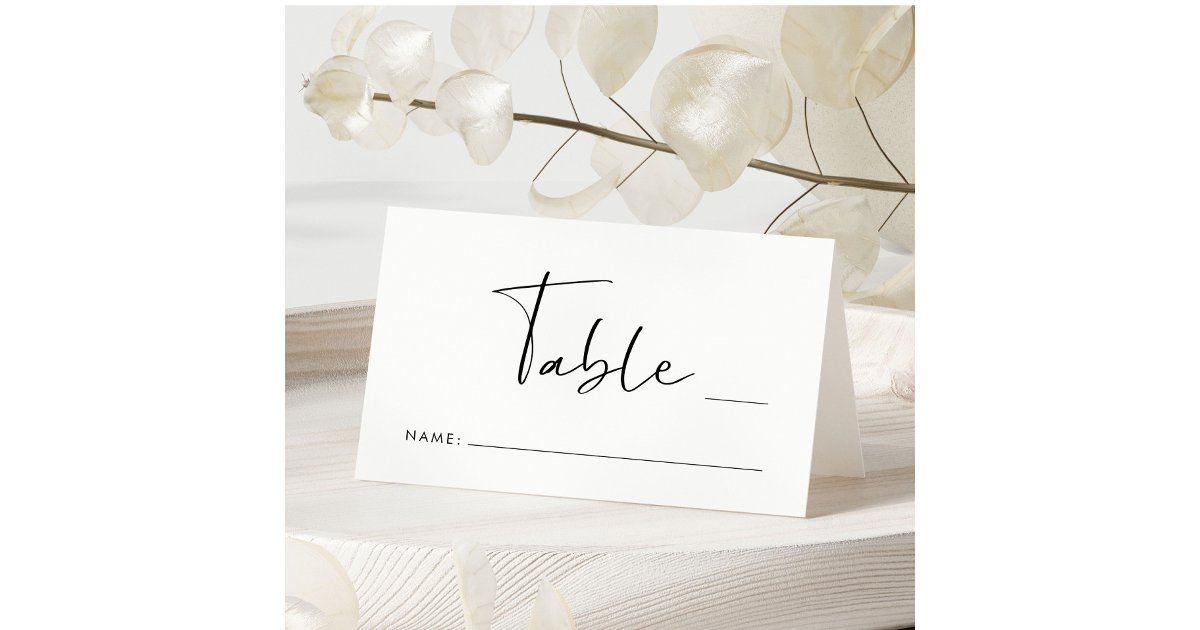 Chic Script Wedding Table Number Place Card | Zazzle