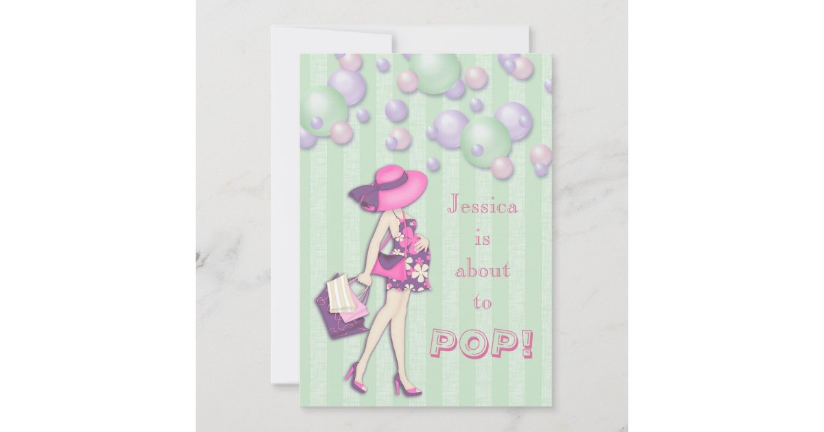 Chic She's About to Pop Girl Baby Shower Invitation | Zazzle